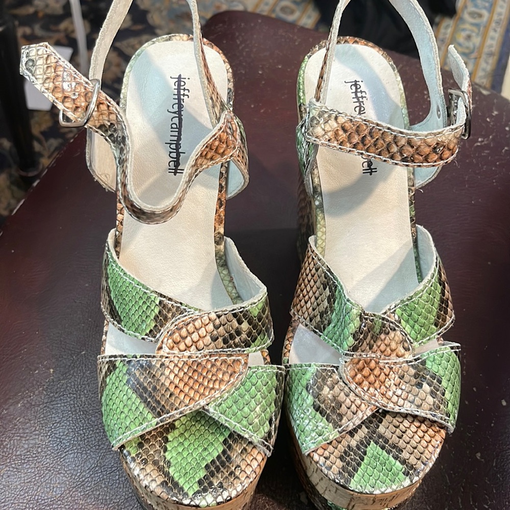 Jeffrey Campbell Snake Skin Wedge Platform Shoes - Gem
